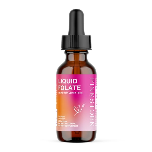 Pink Stork Liquid Folate: Whole-Food Vitamin B9, Natural Folic Acid ...