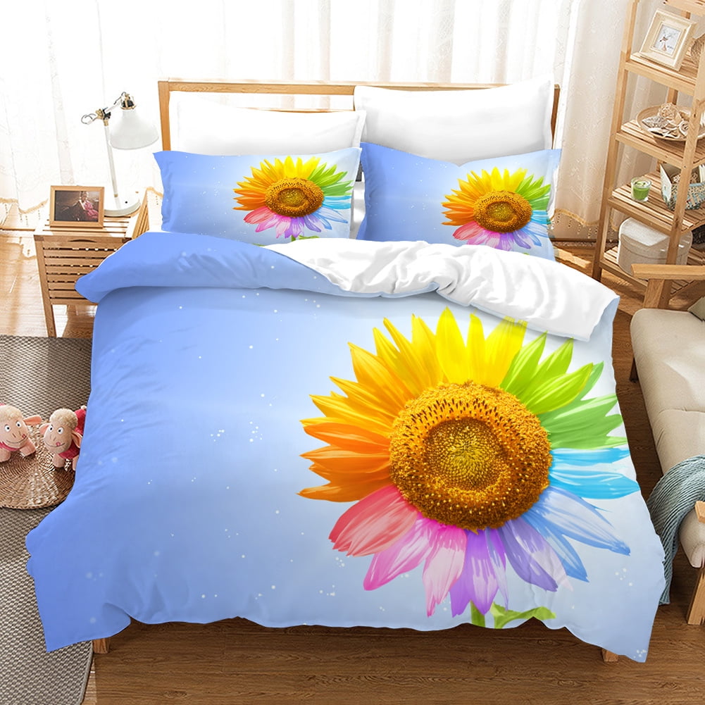 BottleZi Bedding Set Duvet Cover Set, Sunflower Bedding Set Chic Floral ...