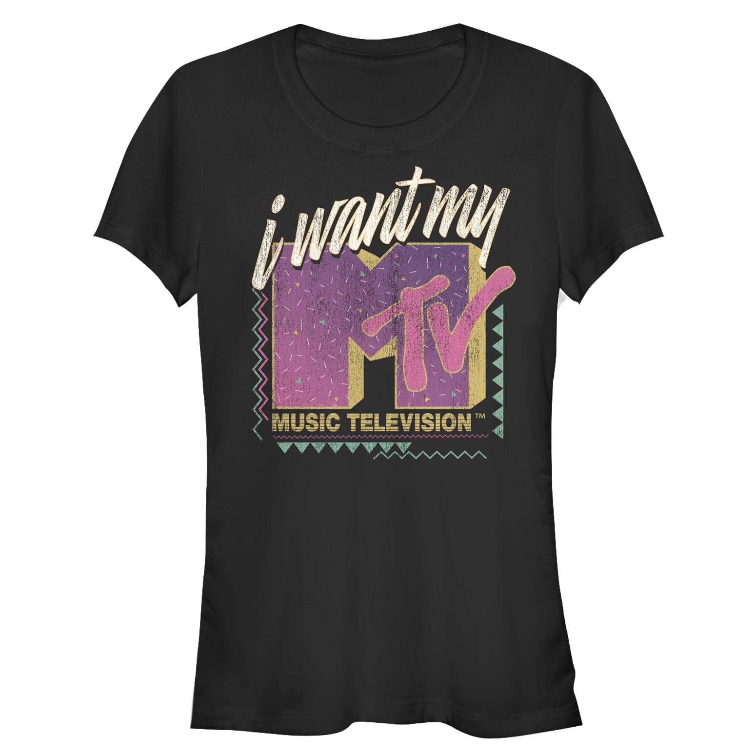 Junior's MTV Retro I Want My Logo Graphic Tee Black X Large - Walmart.com