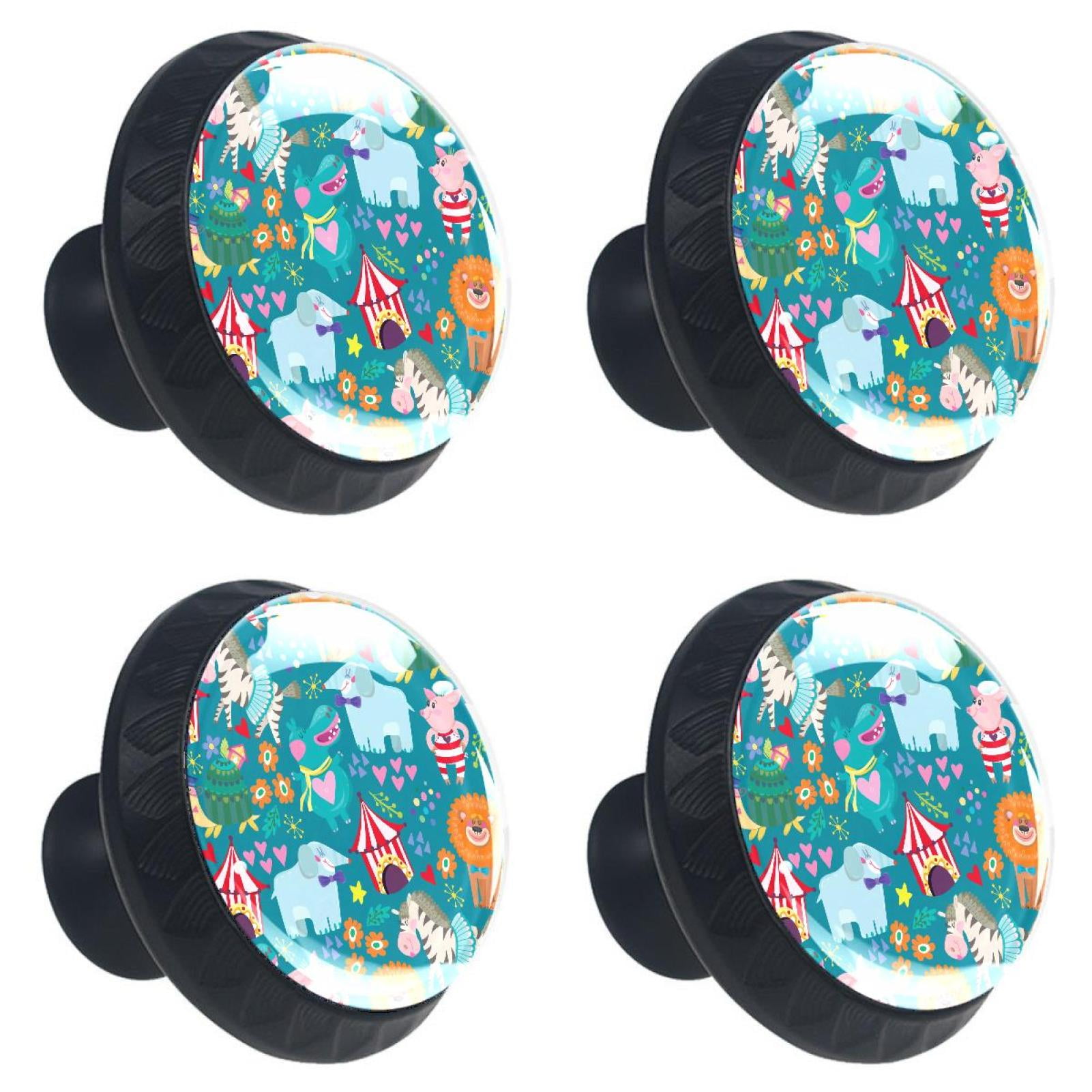 4 Pcs Blue Funny Circus Animals Knobs for Kitchen Cabinet Cupboard ...