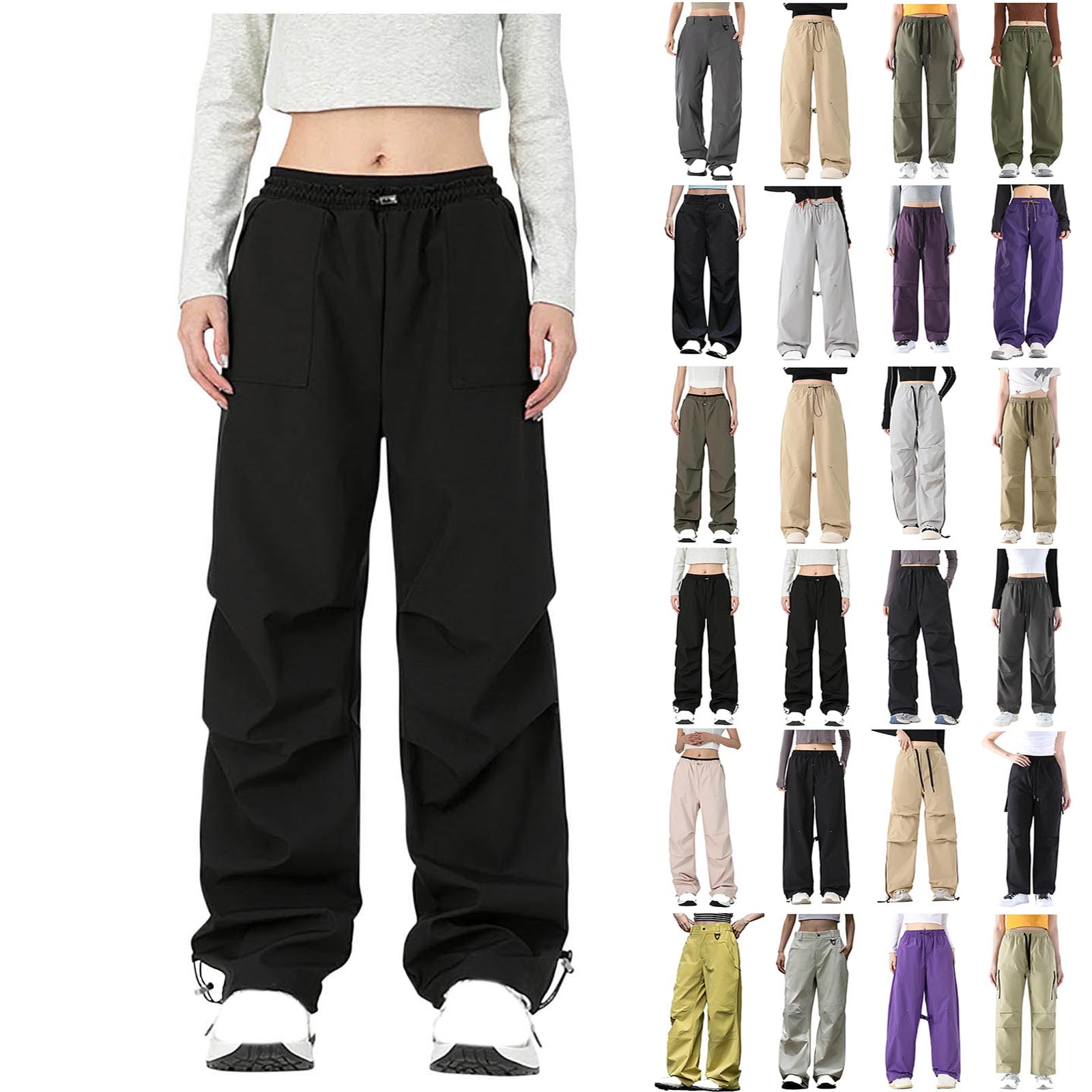 Click here for Frostluinai Womens Parachute Cargo Pants With Pock... prices