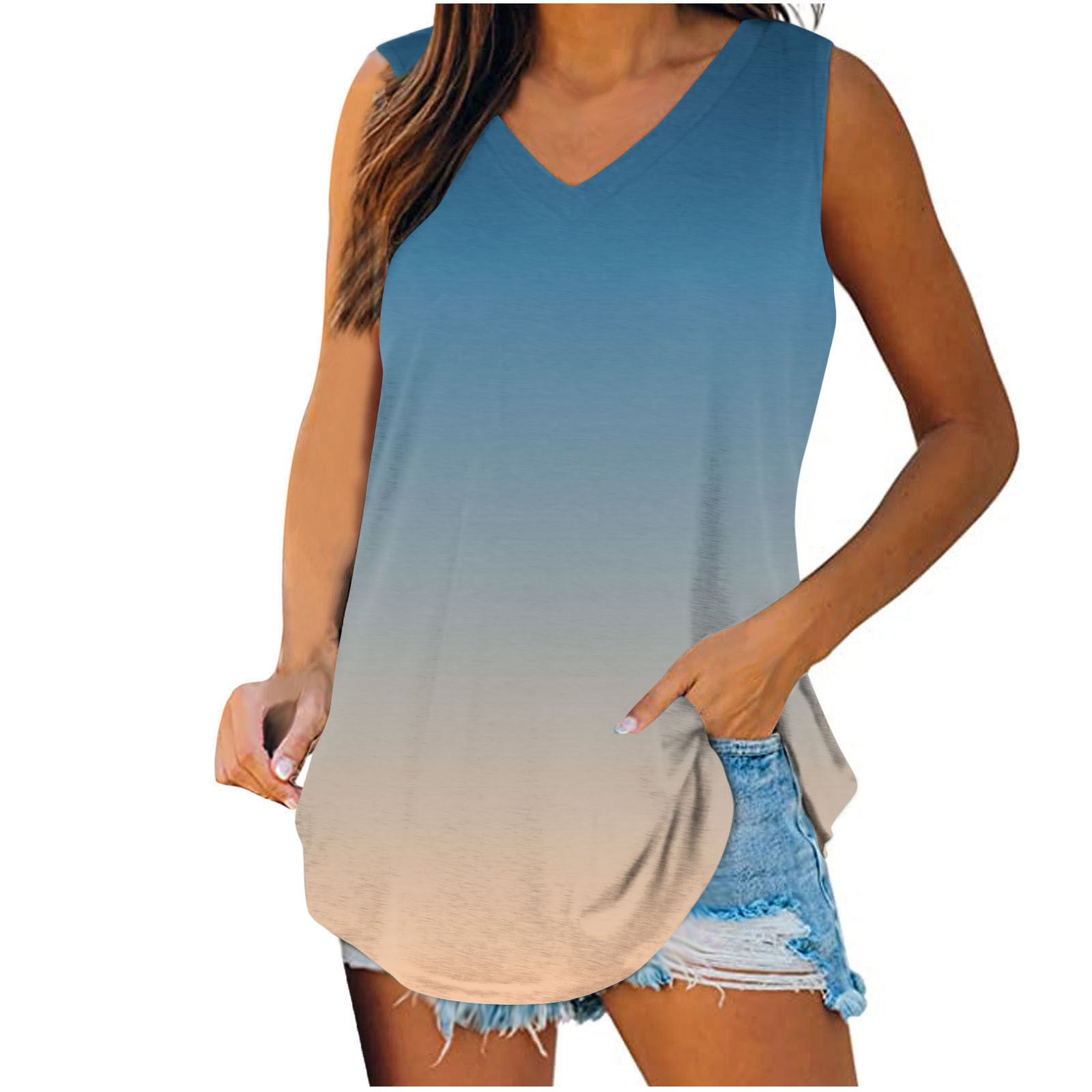 Click here for Yuyuzo Summer Tank Tops For Women V Neck Plain Sle... prices