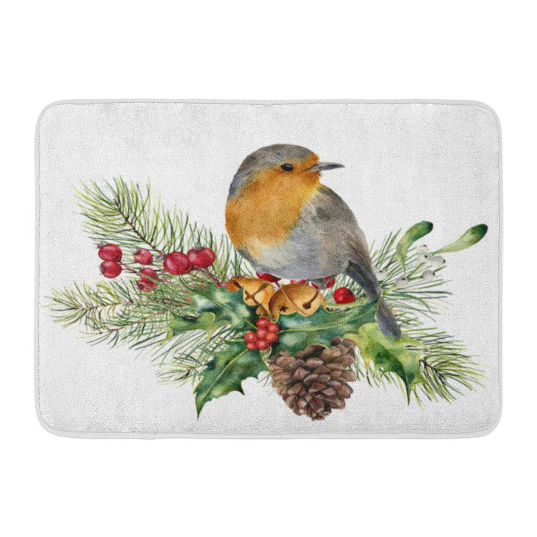 SIDONKU Watercolor Christmas Composition Bird Hand Robin Fir and Berry ...