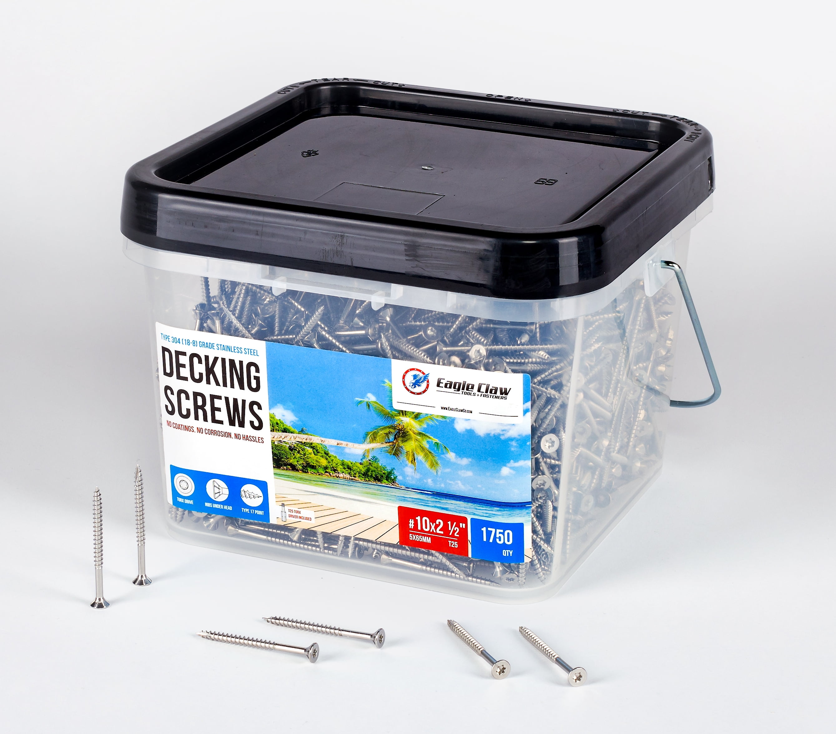 Stainless Steel Deck Screws #10 X 2 1/2 inch | T25 Star Torx Drive ...