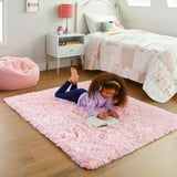 X XBEN Light Pink Fluffy Area Rug for Bedroom, 3x5 Furry Shag Carpet ...