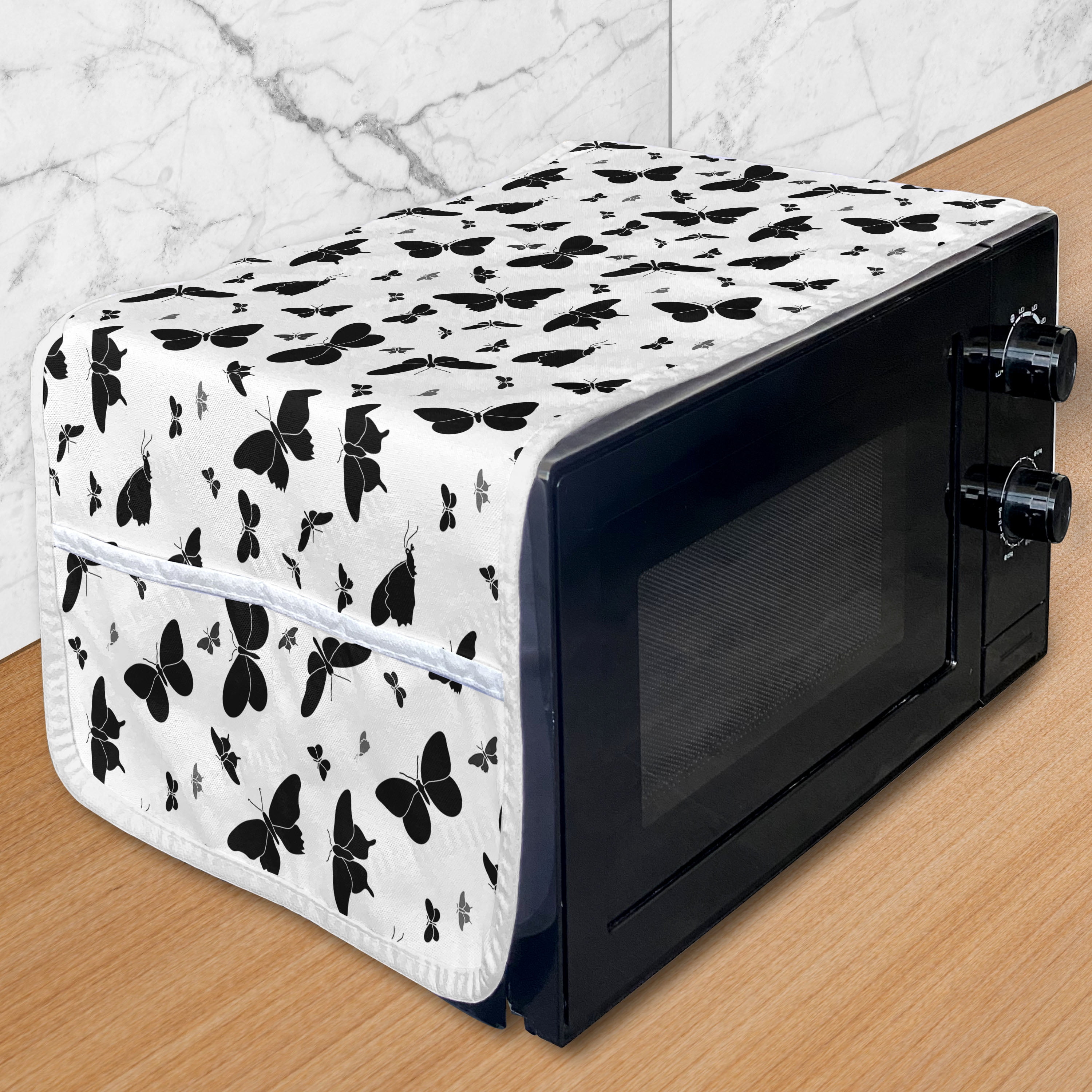 Butterfly Microwave Oven Cover, Abstract Monochrome Bug Design ...