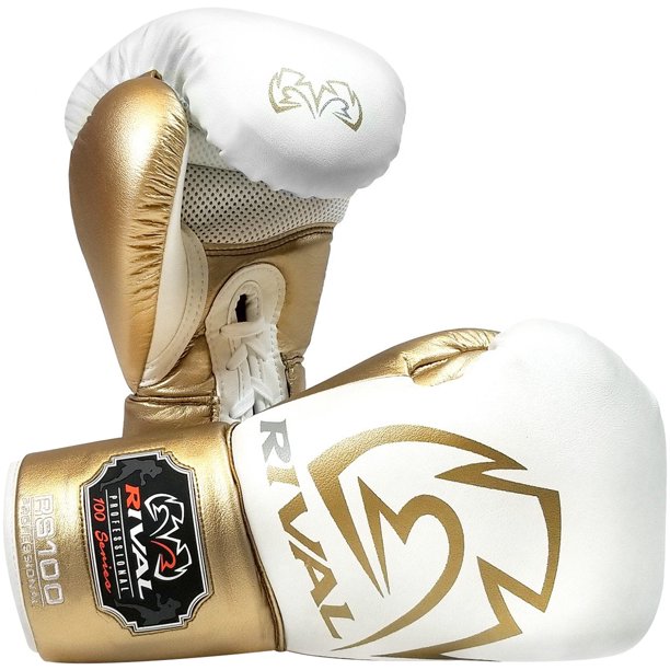 Rival Boxing RS100 Pro Sparring Boxing Gloves - 16 oz. - White/Gold ...