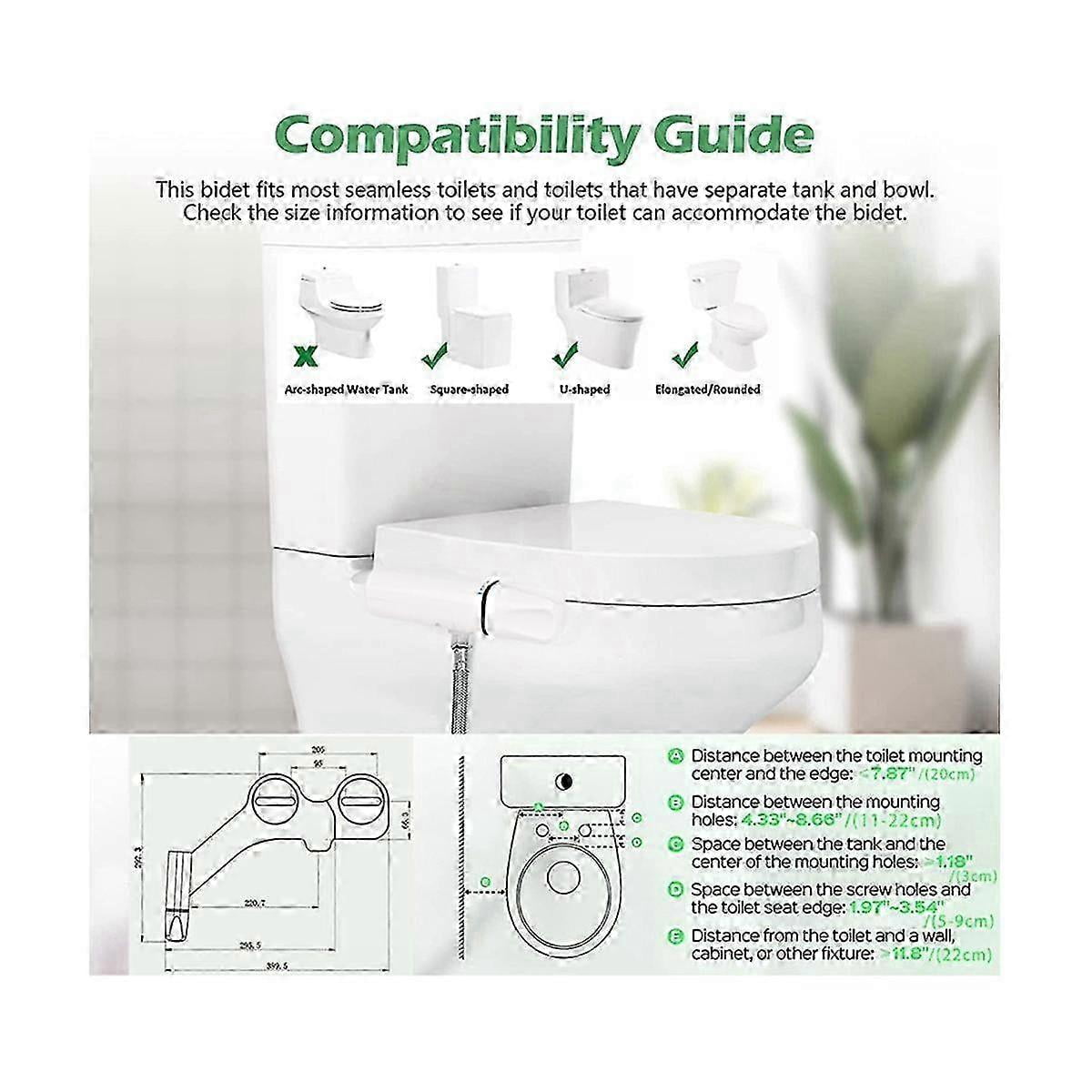 Toilet Bidet Attachment Smart Bidets Ultra-Slim Nozzles Self Cleaning ...