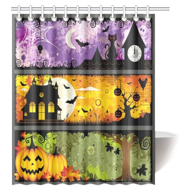 Mypop Halloween Decorations Shower Curtain Halloween Theme Night