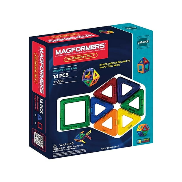 Magformers Designer 14 Pieces, Rainbow colors, Magnetic Geometric tiles ...