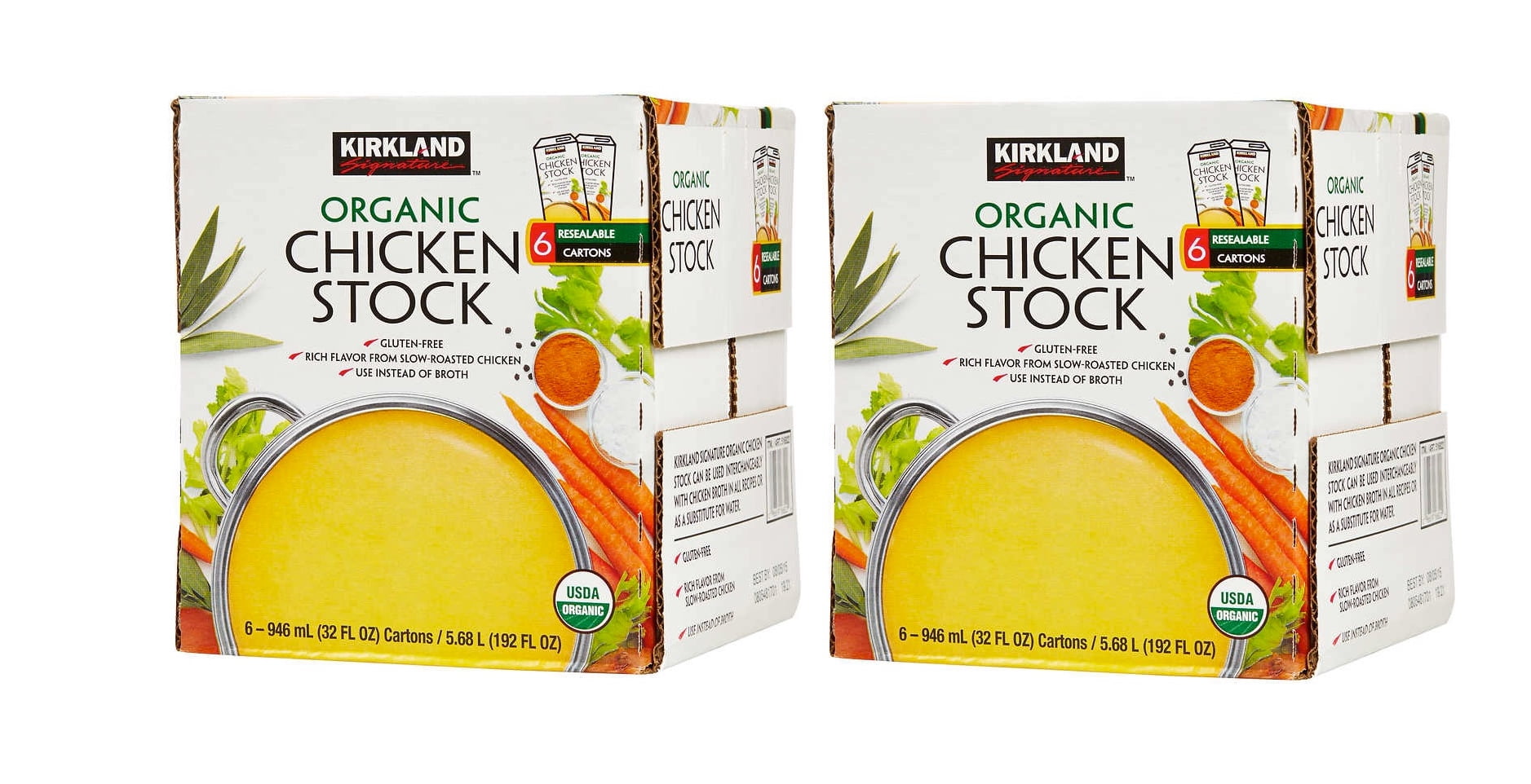 Kirkland Signature Organic Chicken Stock, 32 fl oz, 6-count 2PK ...