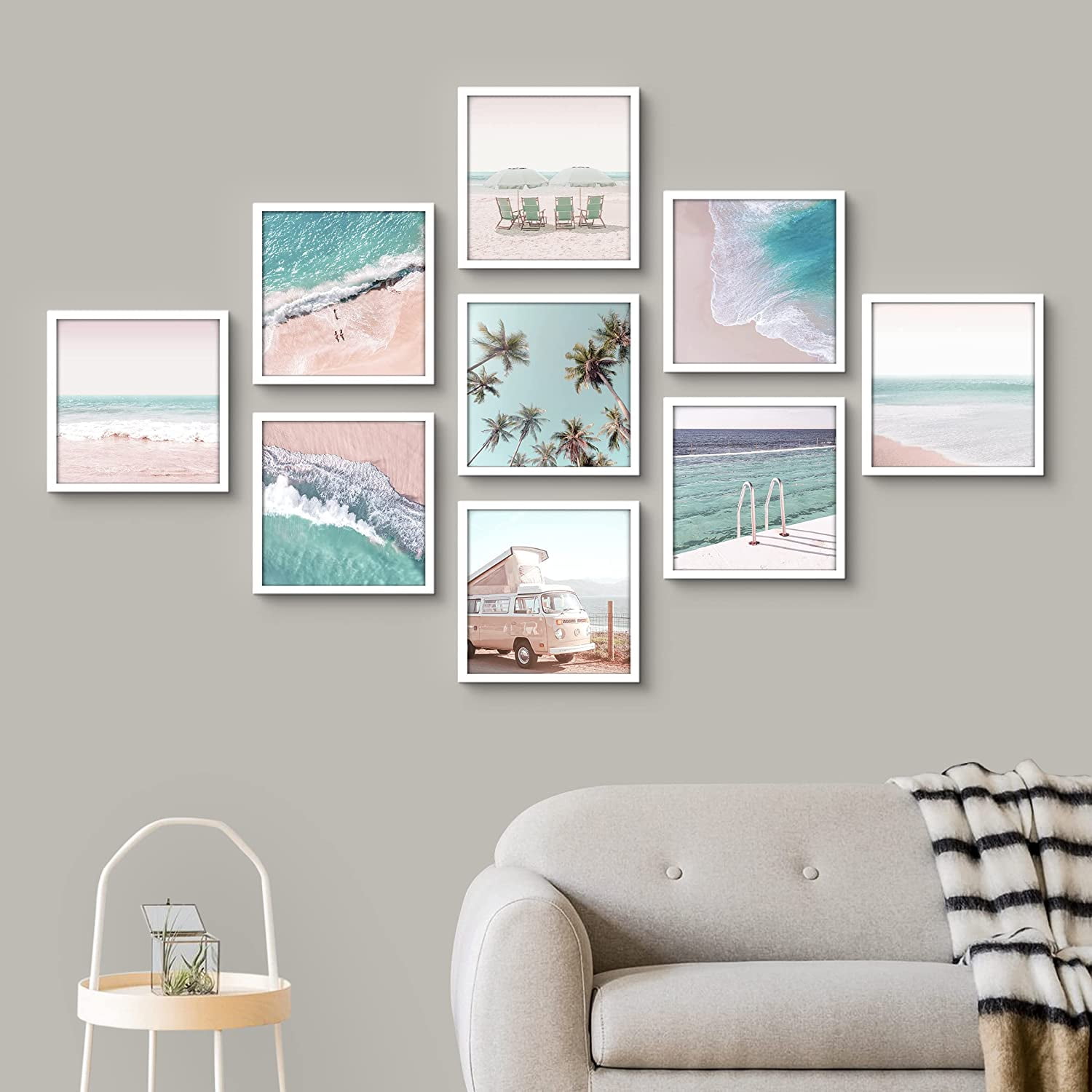 PixonSign 9 Piece 8" x 8" Gallery Wall Art Prints Picture Frame Set for ...