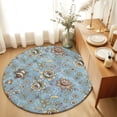 Damask Florals 8' Round Rug for Open Concept Living Room Seating Zone ...