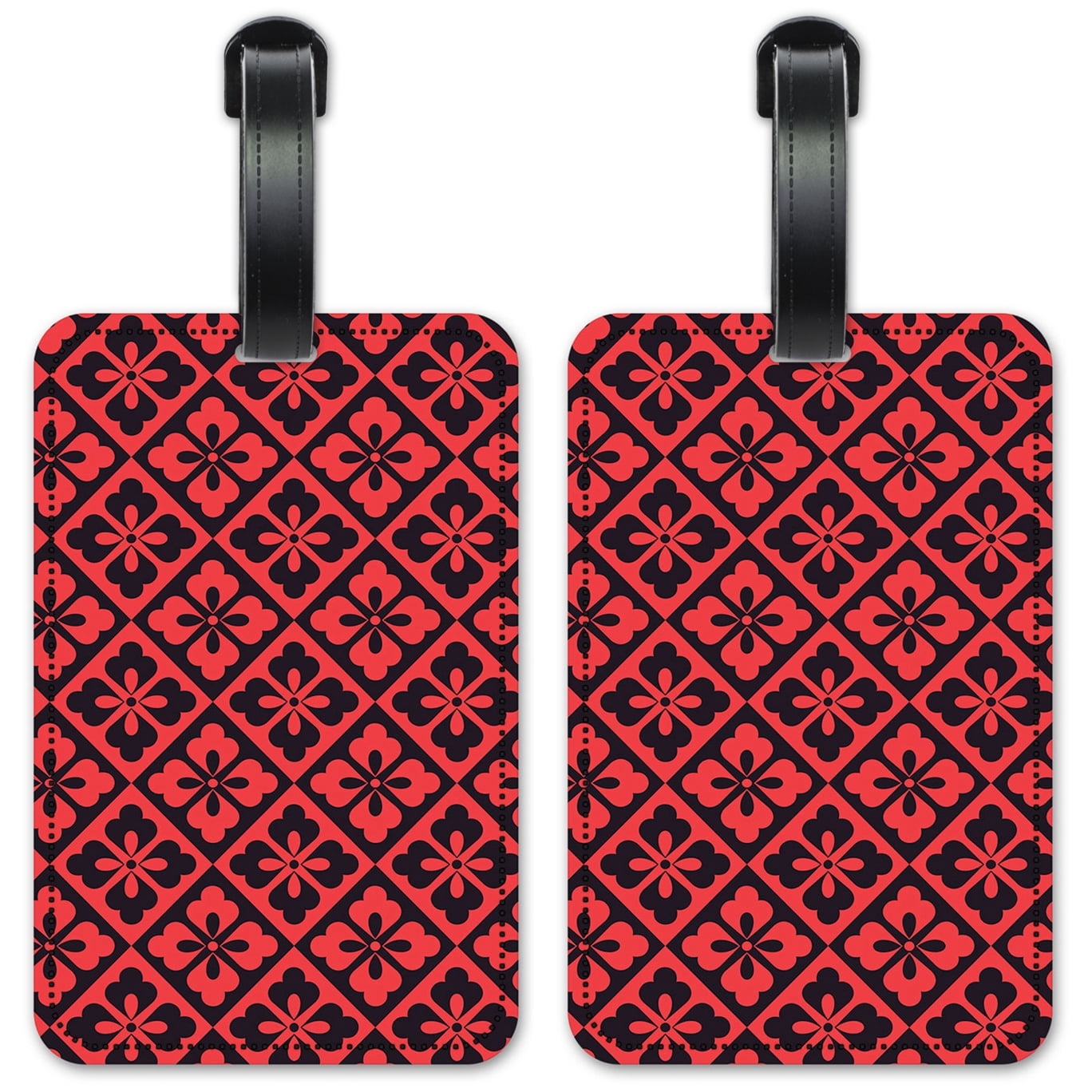 Red & Black Triangular Flowers - Luggage ID Tags / Suitcase ...