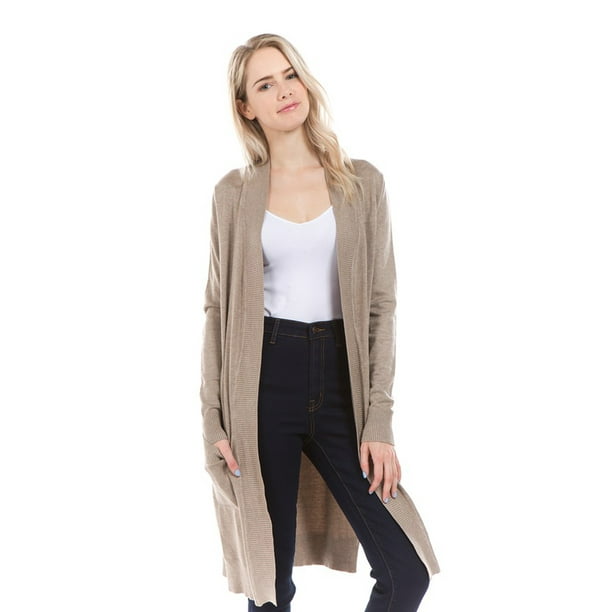 Cardigan ligero tejido con bolsas color Café AMAD Casual para mujer ...
