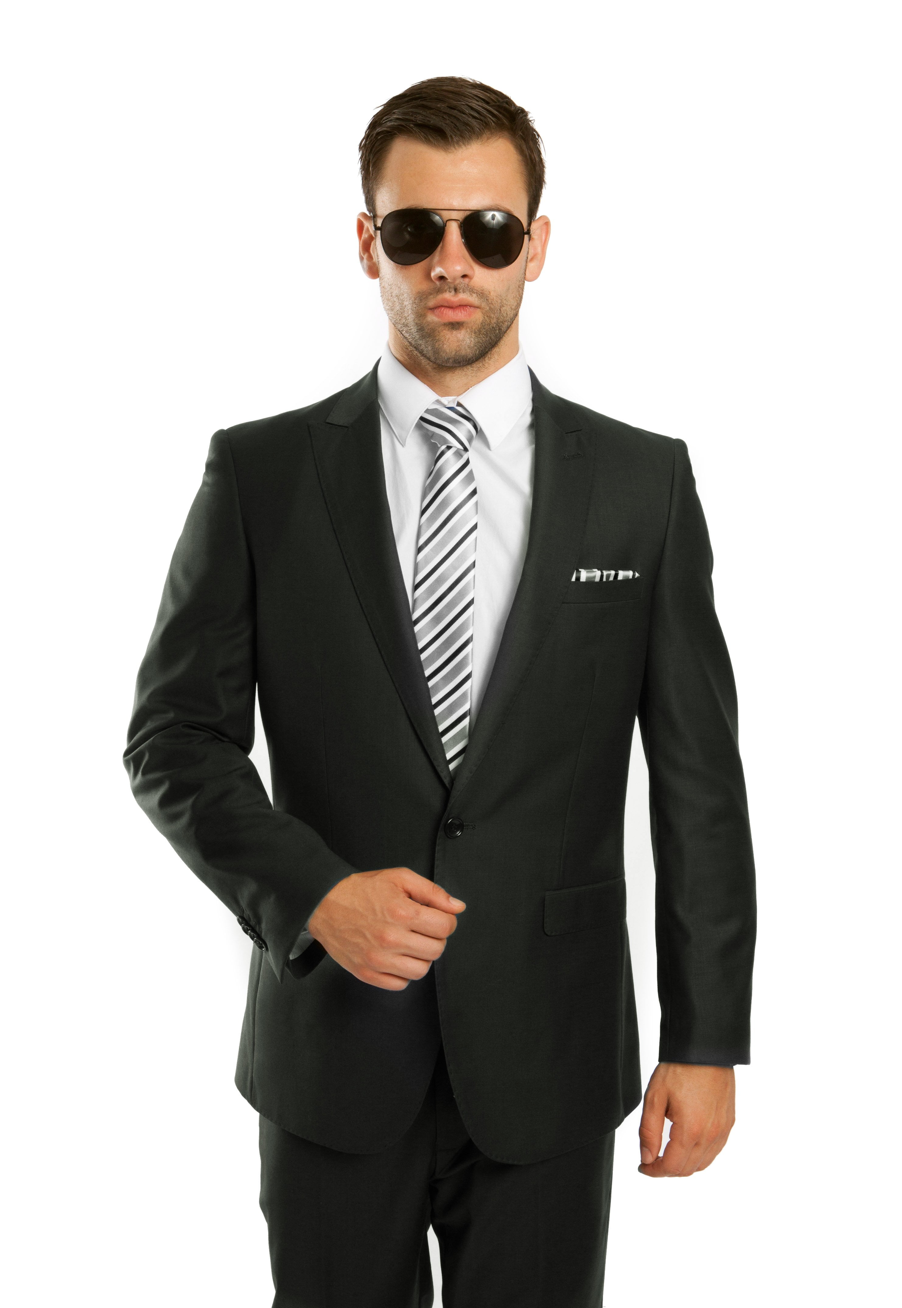 Mens Suit Two Piece One Button Peak Lapel Solid Suits - Walmart.com