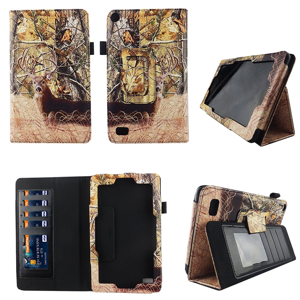 Camo Tail Deer Folio Case Fire 7 inch Slim Fit Pu Leather Standing ...
