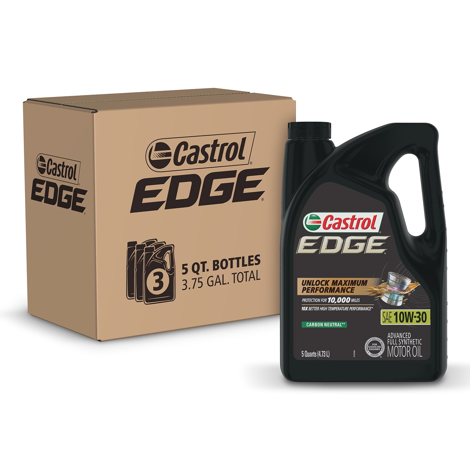 Castrol Edge 10W-30 Advanced Full Synthetic Motor Oil, 5 Quarts, Case ...