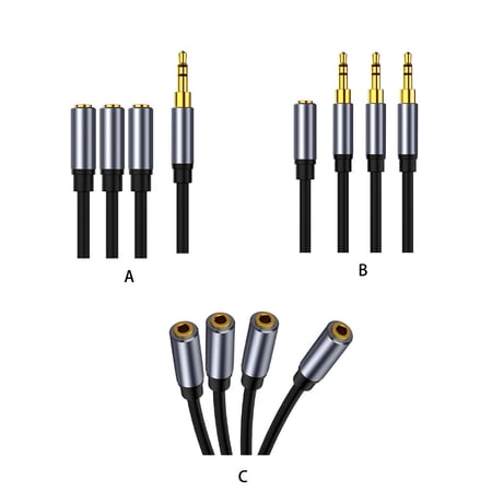 3.5mm Jack Splitter Cable Male/Female to 3 Female/Male Cord Audio ...