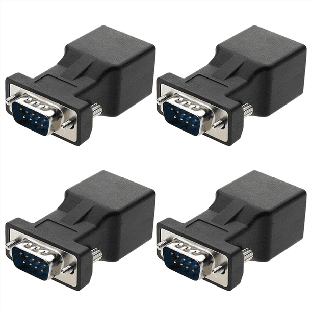 4 Pack VGA Extender Male to RJ45 CAT5 CAT6 20M Network Cable Adapter ...
