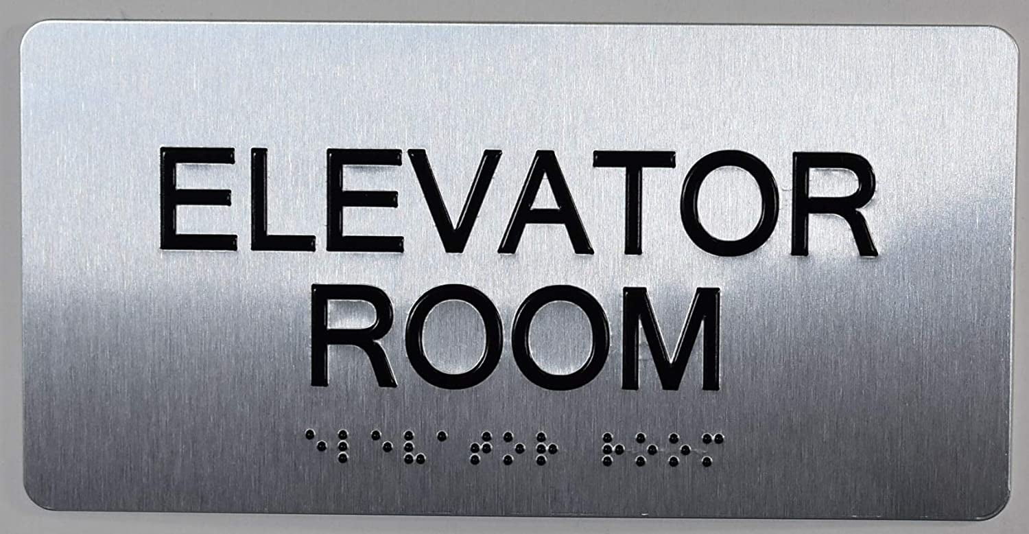 Elevator Room Sign Silver-Tactile Touch Braille Sign (Aluminum ...