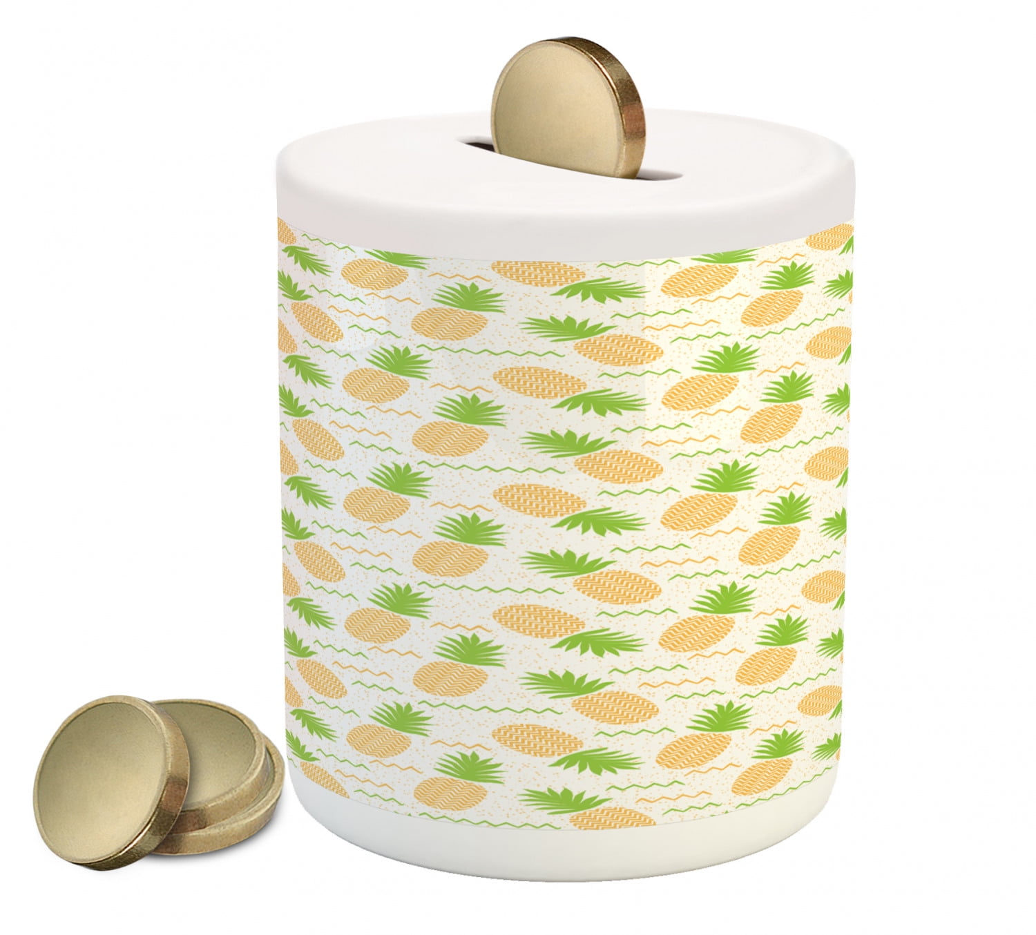 Tropical Piggy Bank, Herringbone Stripes with Dots Background Summer ...
