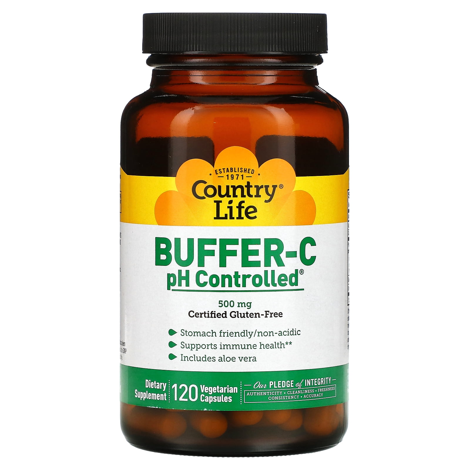 Buffer-C, pH Controlled, 500 mg, 120 Vegetarian Capsules, Country Life ...
