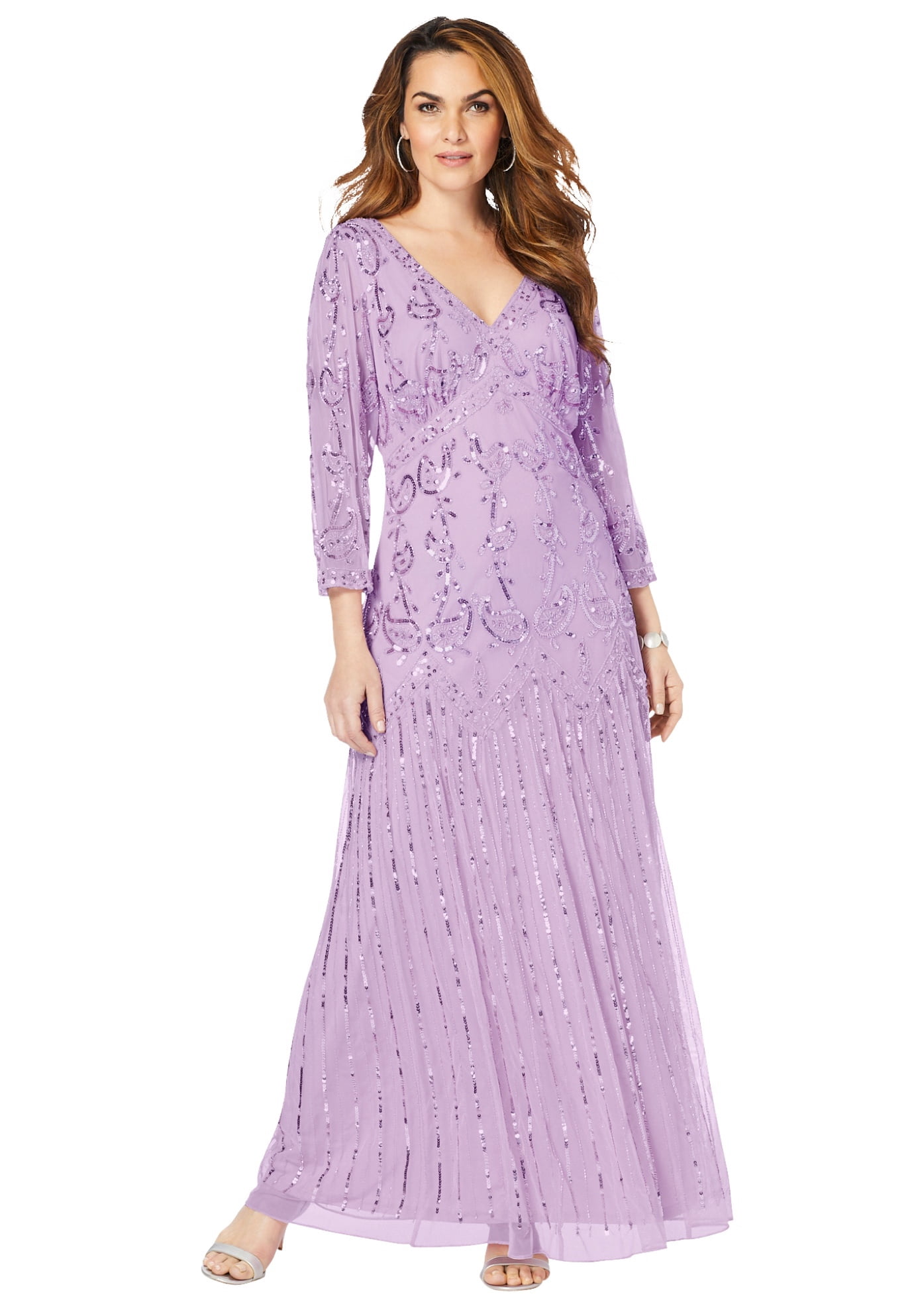 Roaman's Women's Plus Size Beaded Dress Formal Evening - Walmart.com