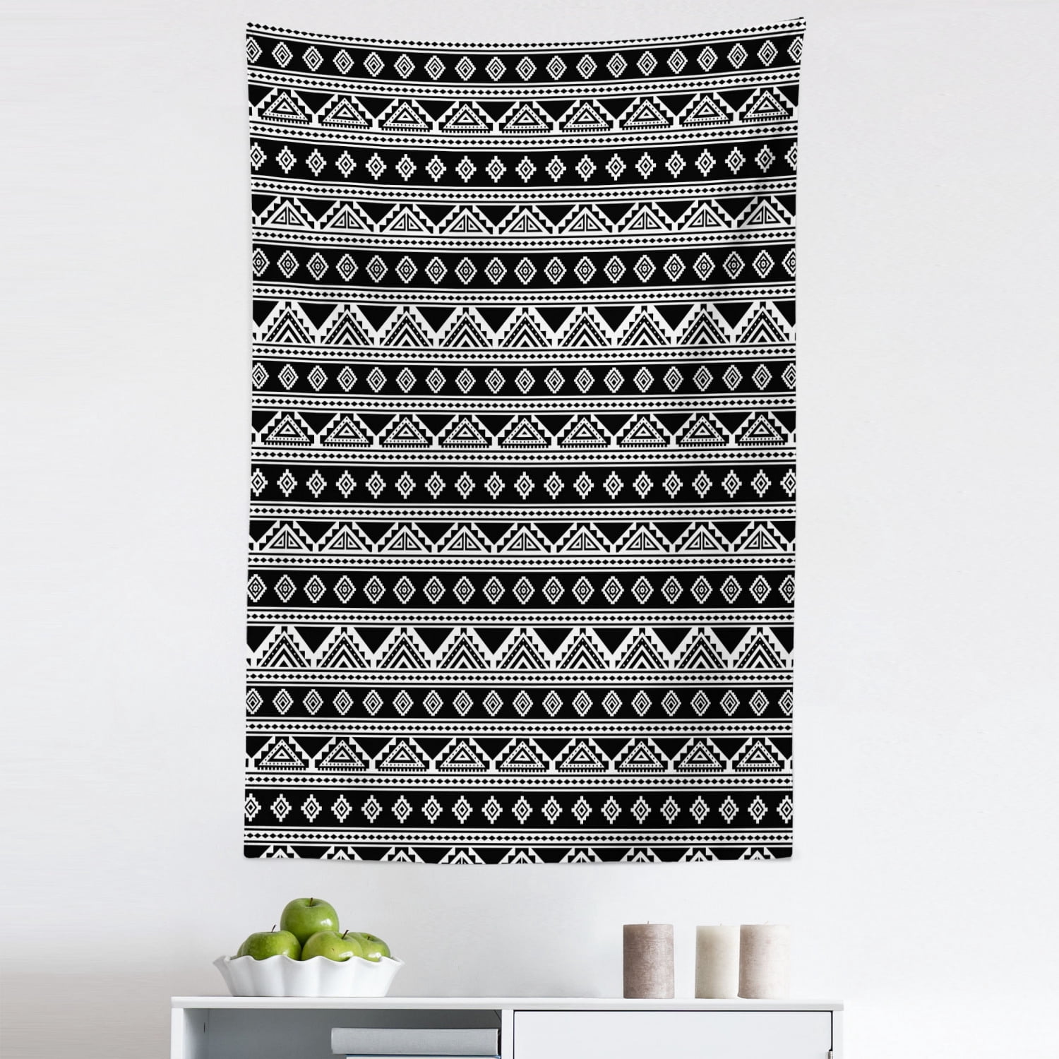 Aztec Tapestry, Monochrome Style Aboriginal Horizontal Motifs in Tribal ...