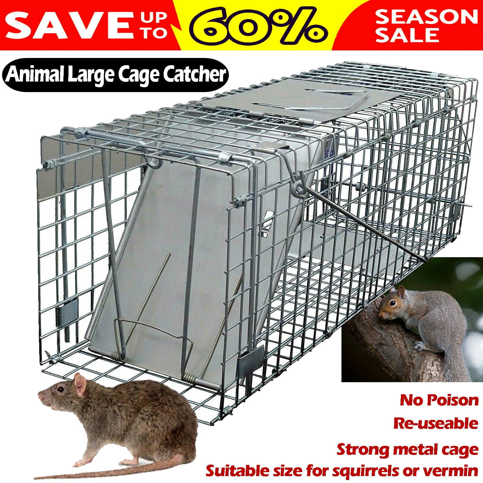 Bowoshen Live Animal Trap Extra Large Rodent Cage Garden Rabbit Raccoon ...