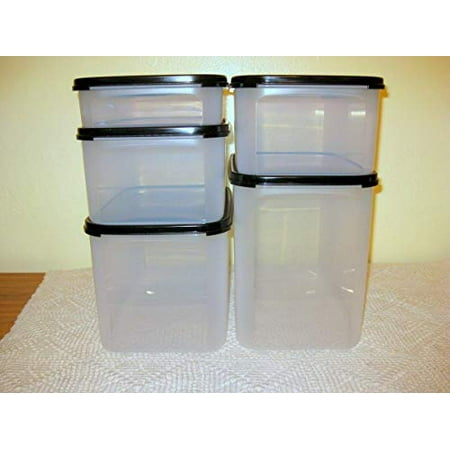 4 Piece Tupperware Modular Mates Rectangle Set with Black Seals. Sizes ...