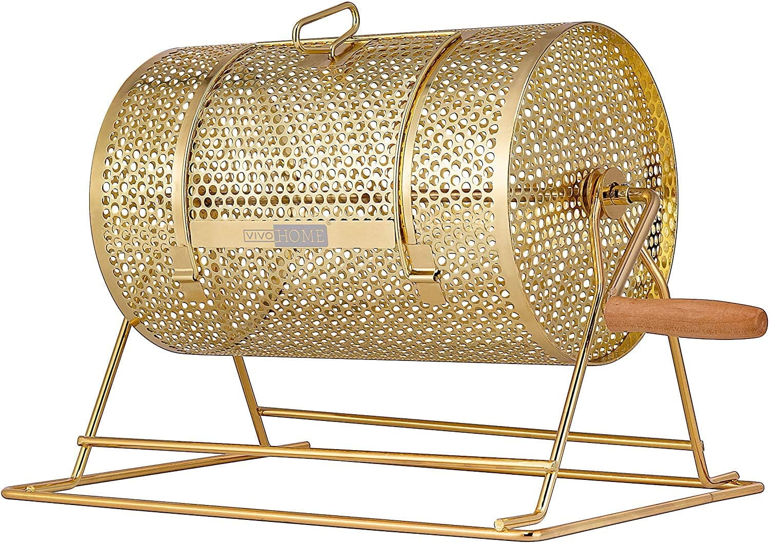 VIVOHOME 16 Inch x 12 Inch Brass Plated Raffle Drum Lottery Spinning ...