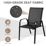 "Gymax Set of 2 Outdoor Patio Chairs, Steel Frame, Black, Breathable ...