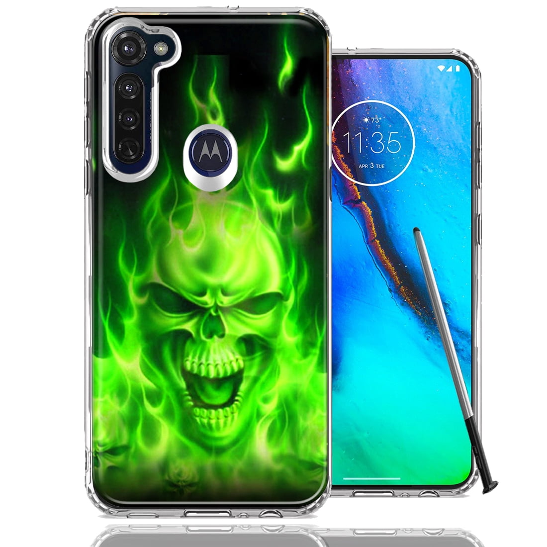 Green Flaming Skull