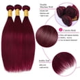 99J Burgundy Straight Bundles with Frontal Human Hair Extensions Wine ...