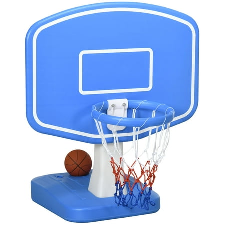 Outsunny Pool Basketball Net, Mini Basketball Hoop with Ball, Pump ...