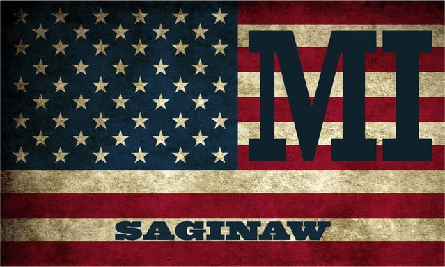 Saginaw MI Michigan Saginaw County Vintage US Flag Decal Bumper Sticker ...