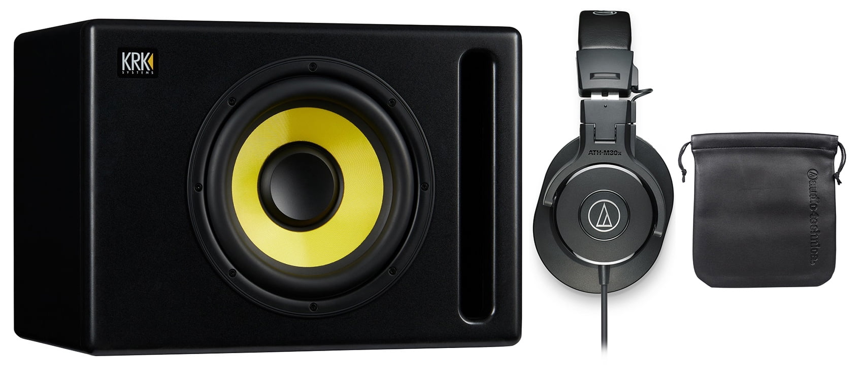 KRK S10.4 10" Powered Studio Subwoofer S10 Sub Class D+Audio Technica ...