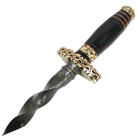 TheBoneEdge Twist Kris Triangle Blade 11" Dagger Damascus Steel Black ...