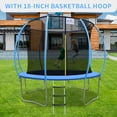 12ft Foldable Mini Trampoline Fitness Rebounder with Handrail, 400 Lbs ...