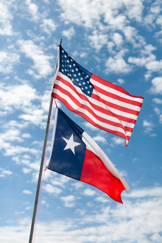 American and Texas Flags (16x24 Giclee Gallery Art Print, Vivid ...