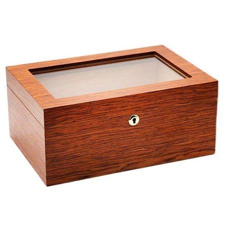Glasstop Solid Wood Cigar Humidor With Hygrometer Humidifier Home ...