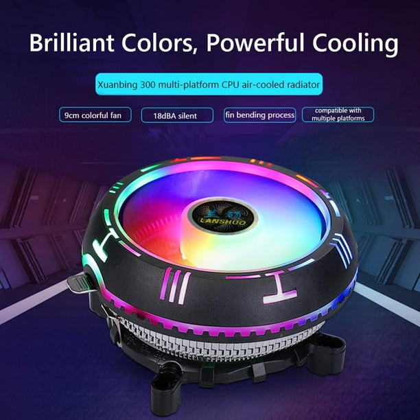 Low Profile Rainbow RGB CPU Cooler 90mm Fan for X79 X99 LGA 2011 ...