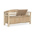 Linon Aria 52" Storage Bench, Natural Wash, Ample Interior Storage ...