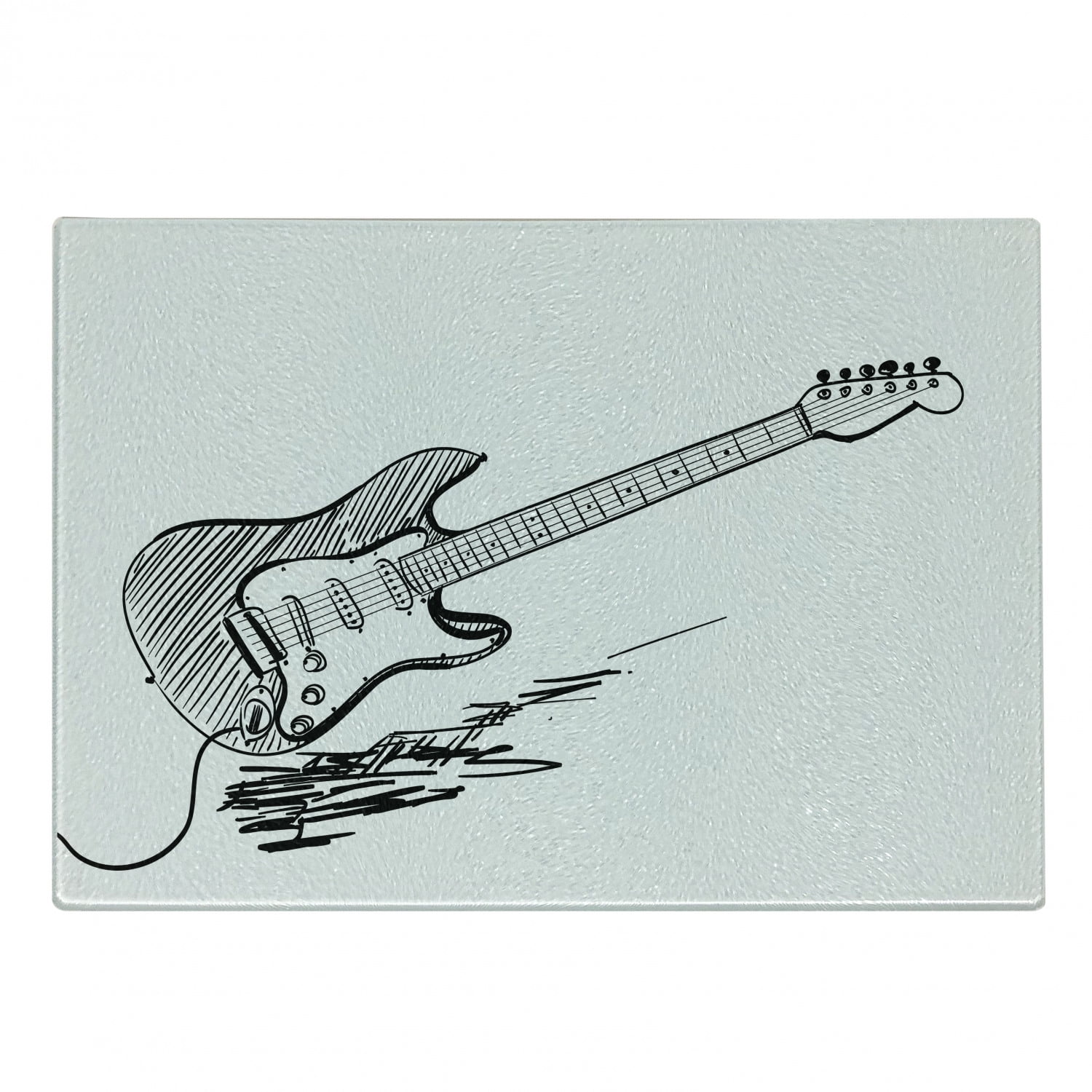 Guitar Cutting Board, Hand Drawn Style Electric Guitar on White ...