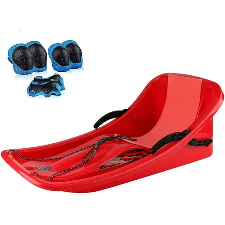 Snow Sledge with Brakes Plastic Toboggan Durable Lightweight Snow ...