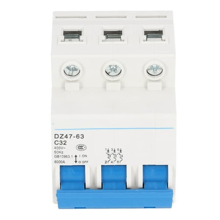 3P Circuit Breaker, Modular Construction 400V DIN Rail Mount Circuit Breaker Breaking Capacity ...