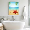 Cartoon Summer Beach Canvas Wall Art for Living Room, Red Starfish ...