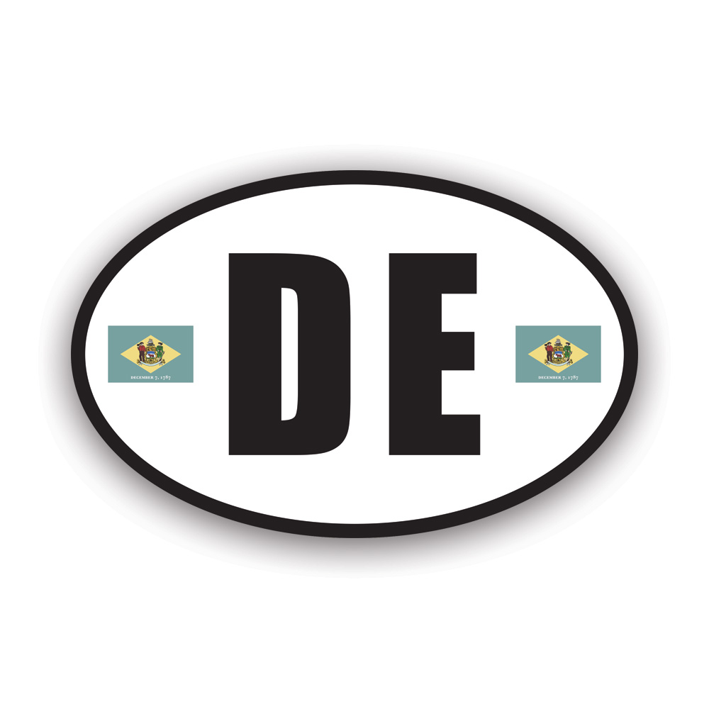 Delaware Flag Oval Sticker Decal - Self Adhesive Vinyl - Weatherproof ...