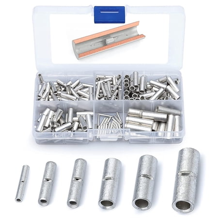 Lepai 200 Pieces Non-insulated Butt Crimp Electrical Lug Kit ...